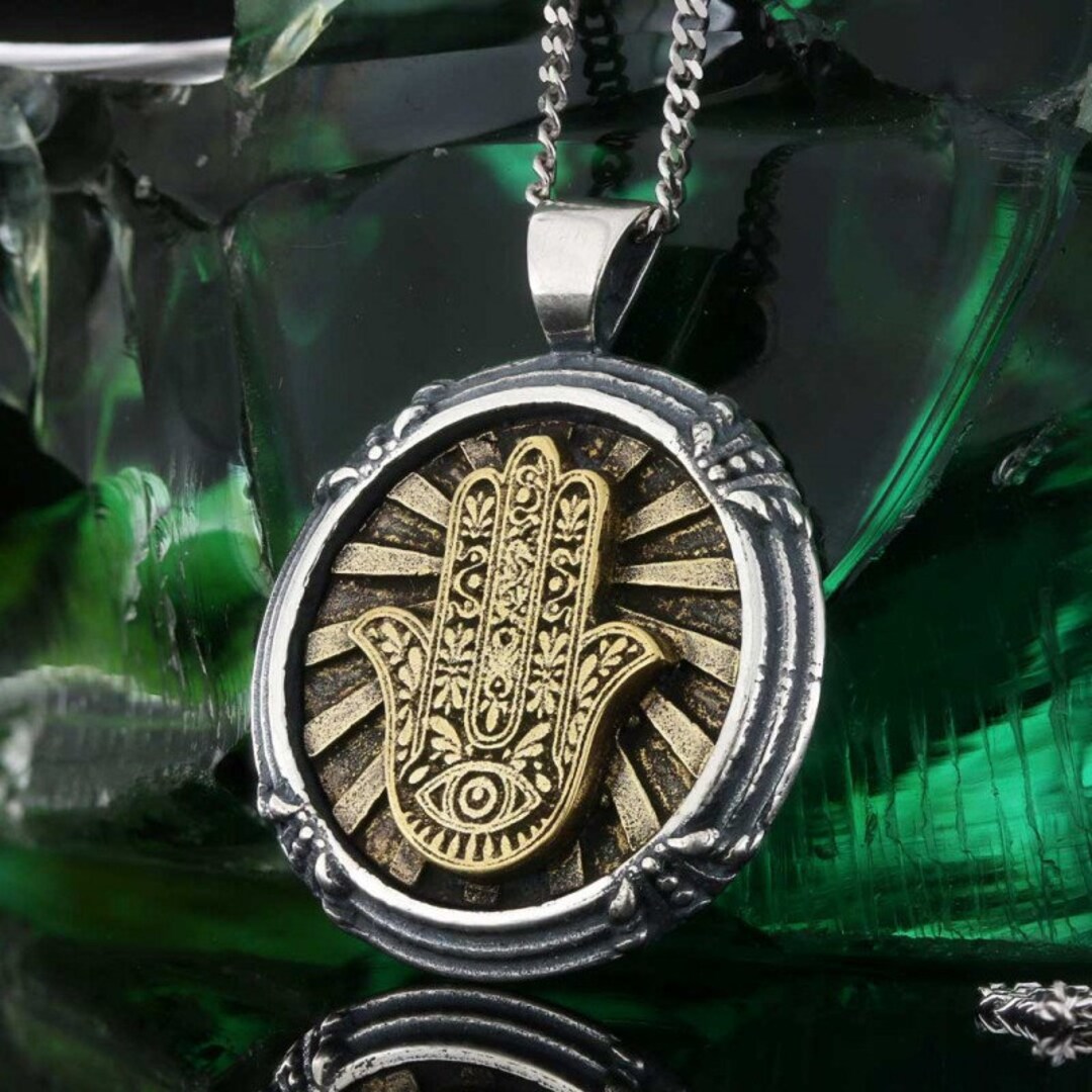 Sterling Silver Hamsa Hand of God Pendant, 925K Sterling Silver Hamsa ...