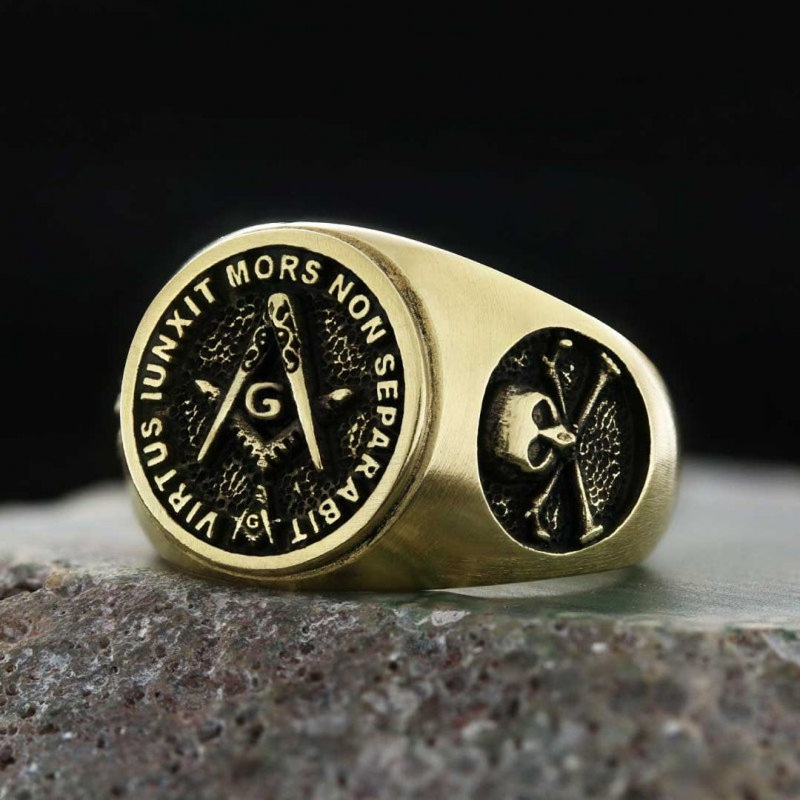 Skull and Bones Masonic Ring Sterling Silver Customized - Etsy