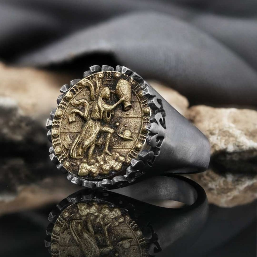 Aquarius Zodiac Silver Ring - Aquarius Ring - Birthday Gift - Sterling ...