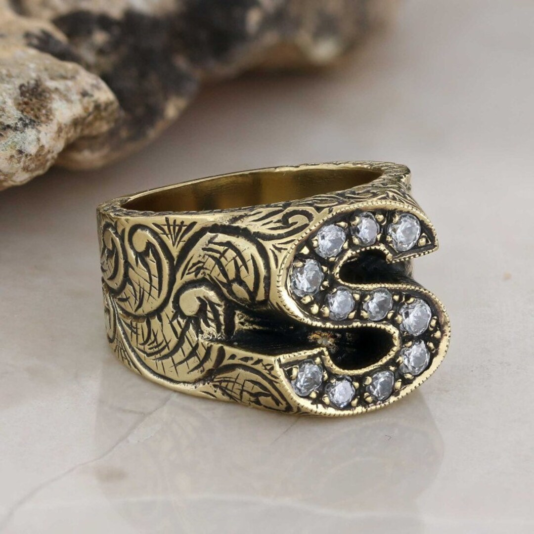 Silver S Letter Ring, S Alphabet Ring, A-Z Initial Ring, Silver ...