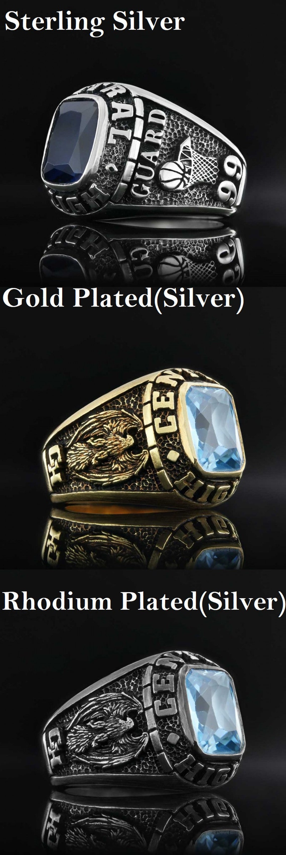 Silver Custom College Class Ring School Ringsignet Ring - Etsy