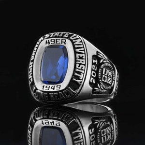Custom College Class Ring, School Ring, Silver Graduation Ring, Gold ...