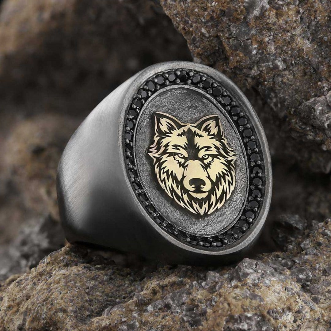 Wolf Silver Ring, Wolf Design 925 Sterling Silver Ring- Fathers Day ...