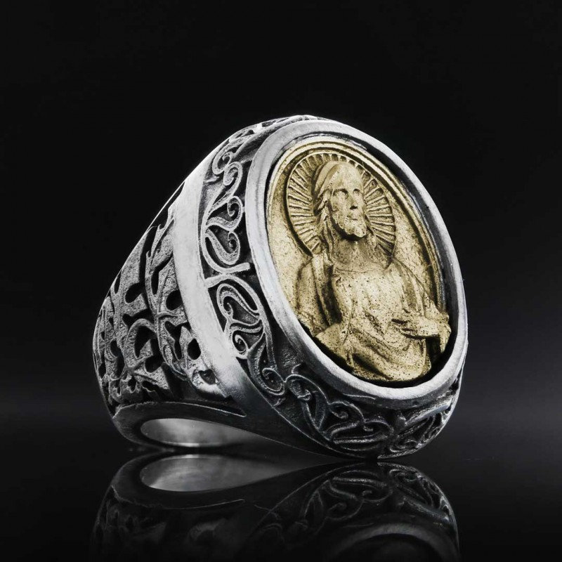 Crown of Light Jesus Ring Silver Jesus Christ Ring Mens | Etsy