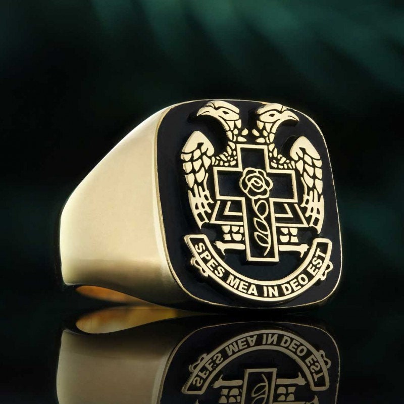 Sterling Silver Customized Masonic Ring Spes Mea In Deo Est | Etsy