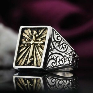 Silver Cross Men's Ring, Signet Cross Ring, Christian Rings, Rings for ...