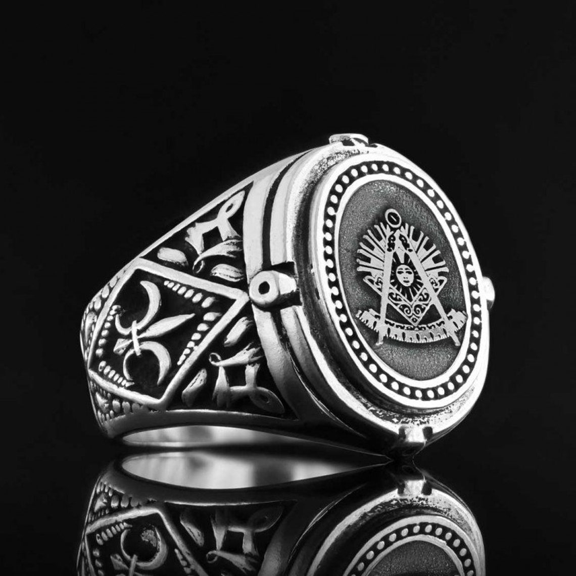 Past Master Masonic Ring, Sterling Silver Customized Masonic Ring ...