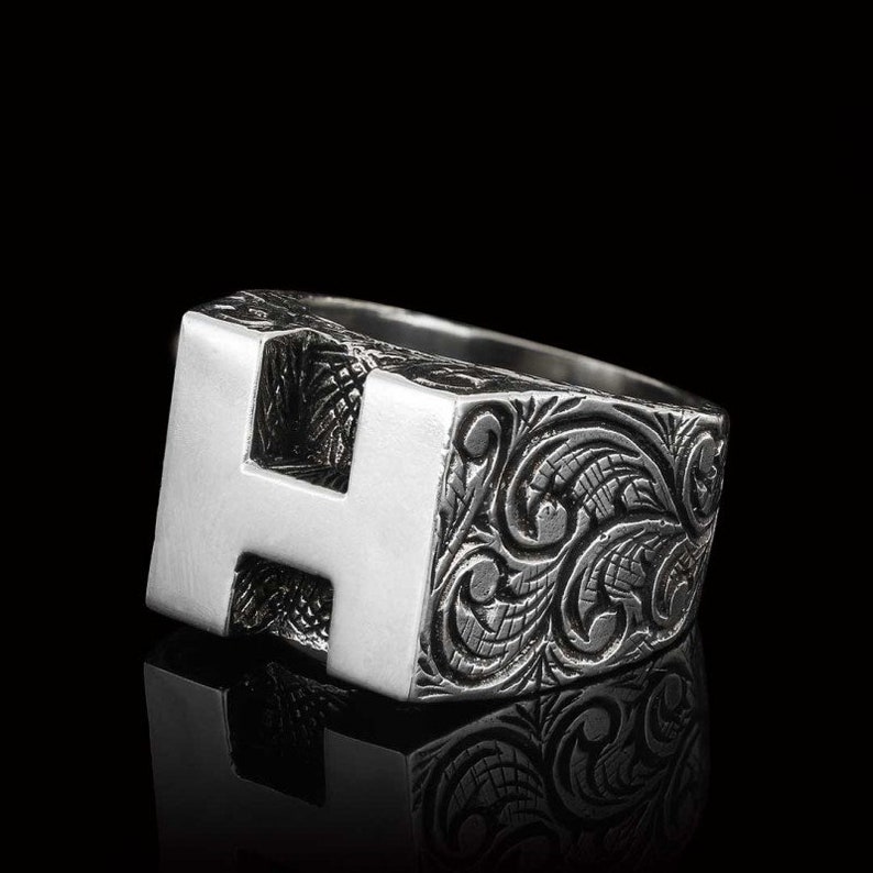 925 Sterling Silver Letter Ring Letter H Ring A-Z Initial - Etsy