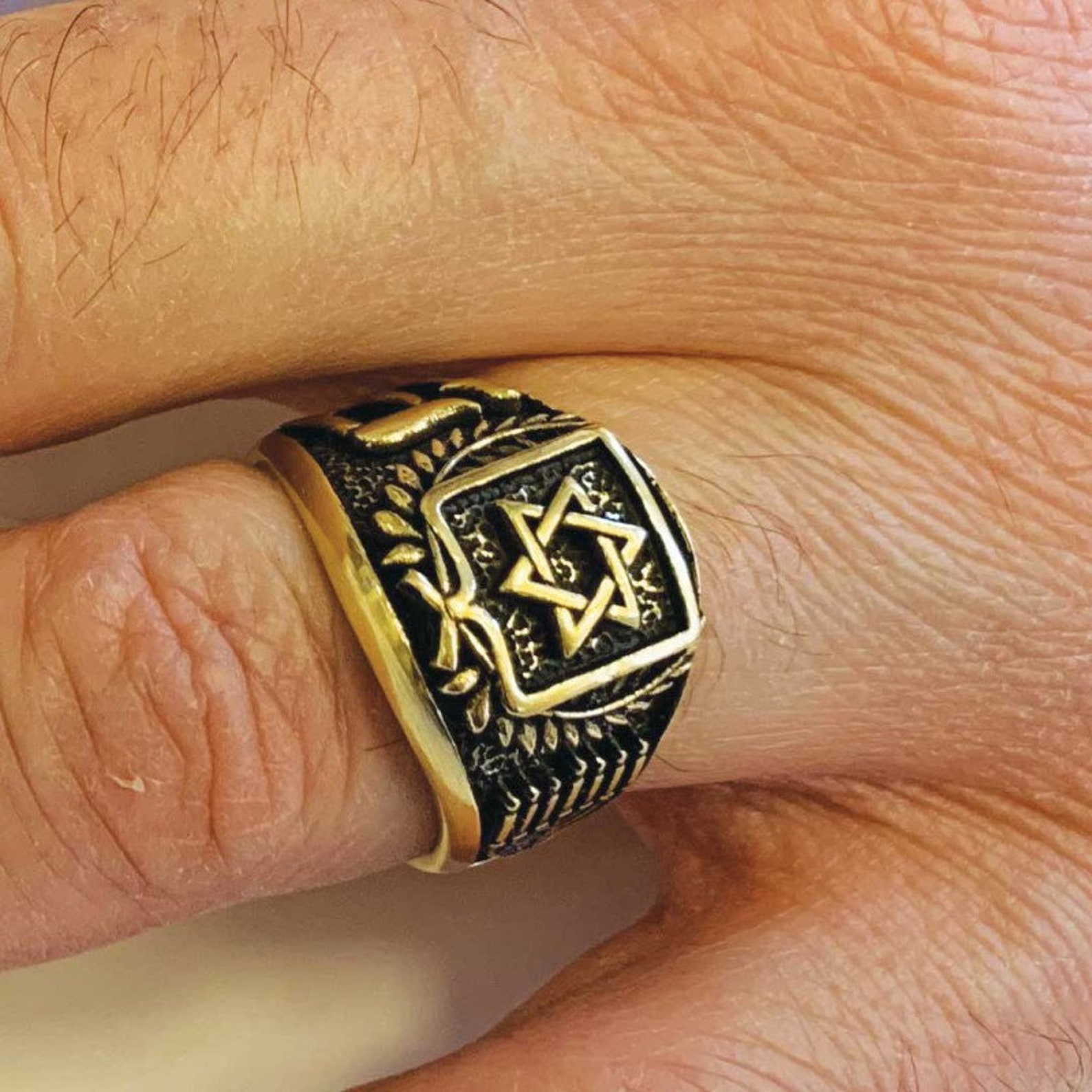 Silver Star Of David With Chai Ring 925K Sterling Silver | Etsy