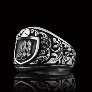 Silver A-Z Initial Ring , Custom Signet Ring, M Letter Ring, 925 ...