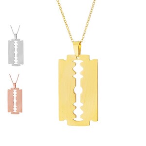 925 Sterling Silver Razor Blade necklace Blade pendant emo | Etsy