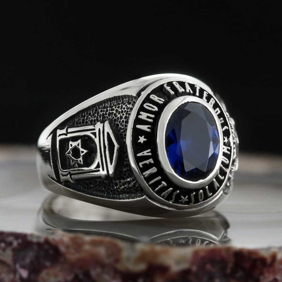 Star of David Masonic Ring Silver Masonic Ring Customized - Etsy