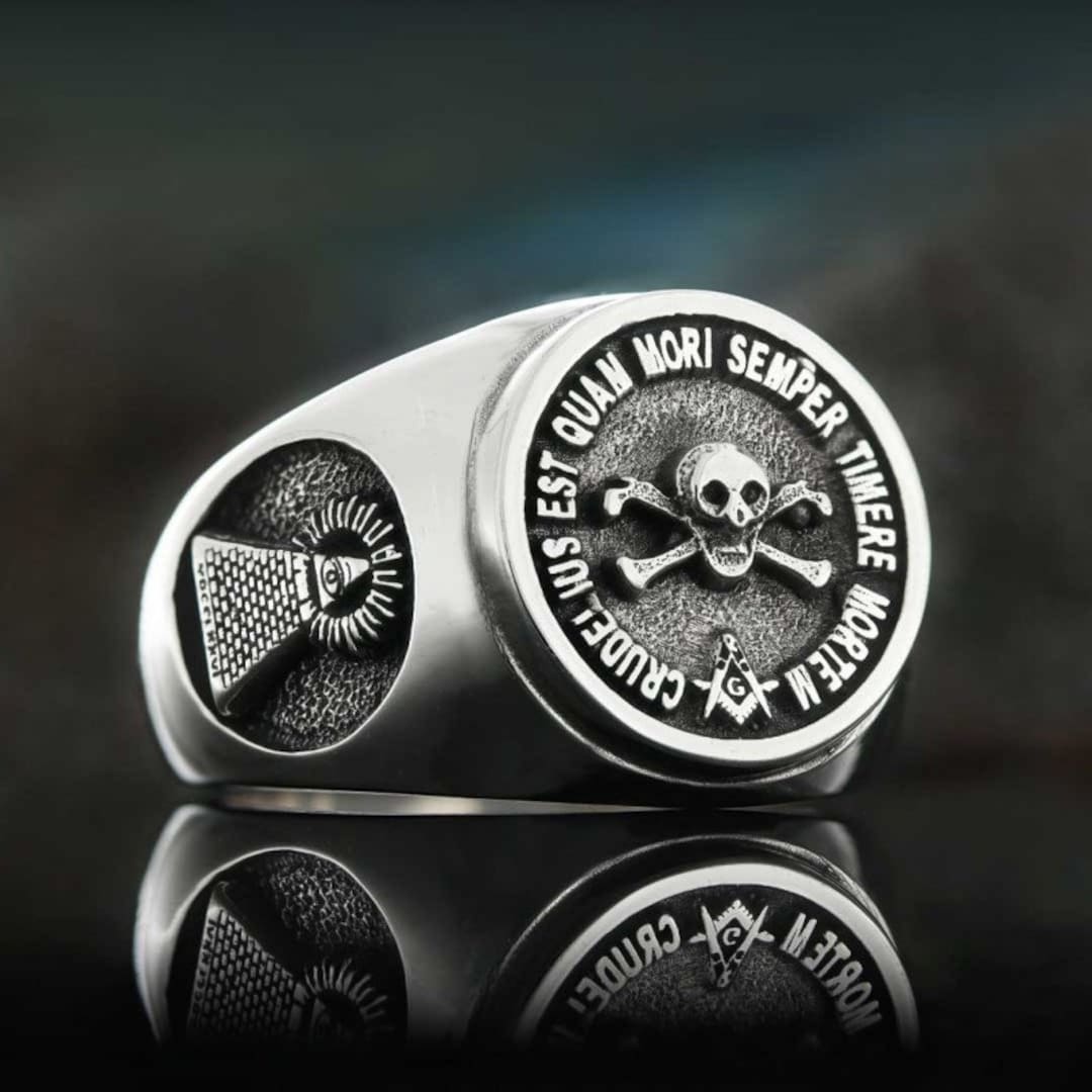 Skull and Crossbones Masonic Ring, Silver Masonic Ring, Silver Lodge ...