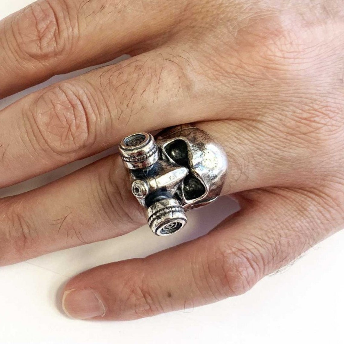 Survivor Skull Ring Silver Face Mask Ring Silver Gas Mask | Etsy