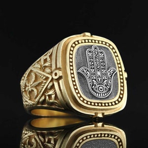 Sterling Silver Hamsa Hand of God Ring, 925K Sterling Silver Hamsa Hand ...