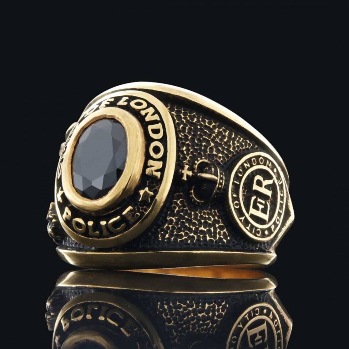 925 Sterling Silver Signet Ring, Logo Ring, Police Gift, Gift for Men ...