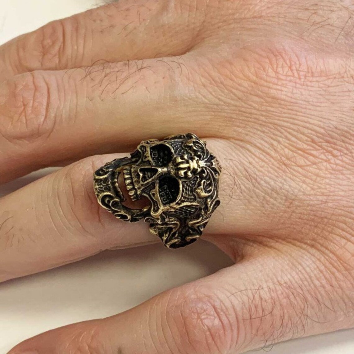 PATTERNED SKULL RING Silver Skull Sring 925 Sterling Silver | Etsy