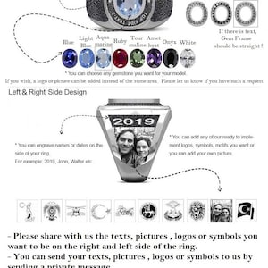 925K Silver Customized Class Ring, Customizable College Ring, Signet ...