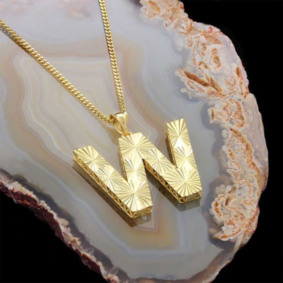 Silver Alphabet Type Necklace, Sterling Silver W Letter Pendant, Custom ...