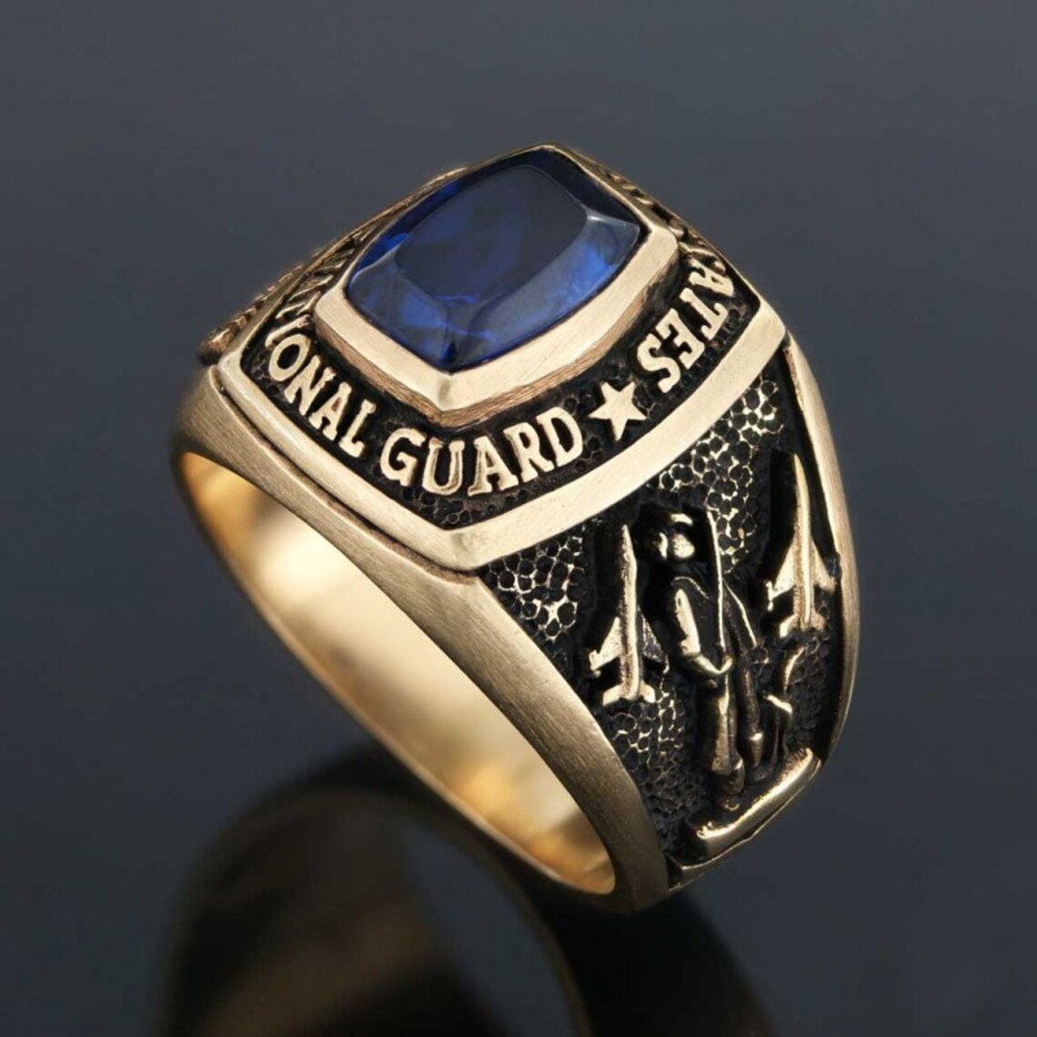 US National Guard Round Ring Silver US National Army Ring - Etsy