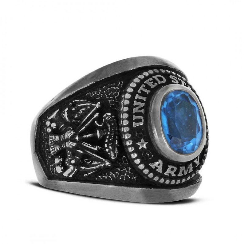 US Army With Stone Ring, Silver US Army Ring, USA Eagle Ring, Silver ...