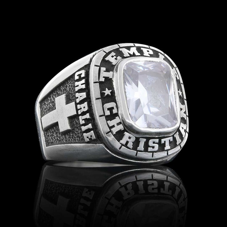 Customizable Class Ring Silver Custom College Ring Signet - Etsy