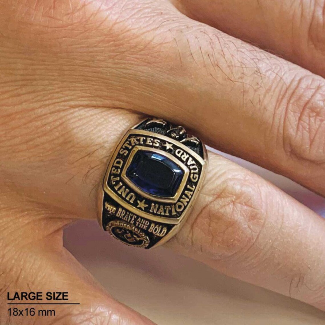US National Guard Round Ring Silver US National Army Ring - Etsy