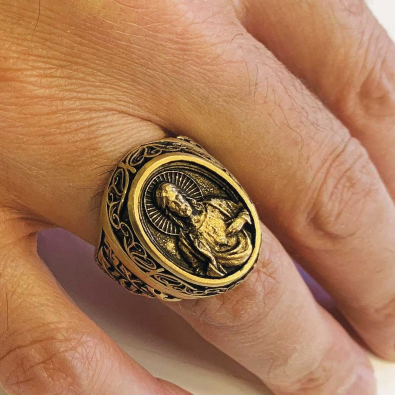 Crown of Light Jesus Ring Silver Jesus Christ Ring Mens | Etsy