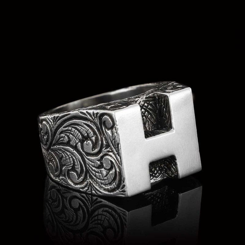 925 Sterling Silver Letter Ring Letter H Ring A-Z Initial - Etsy