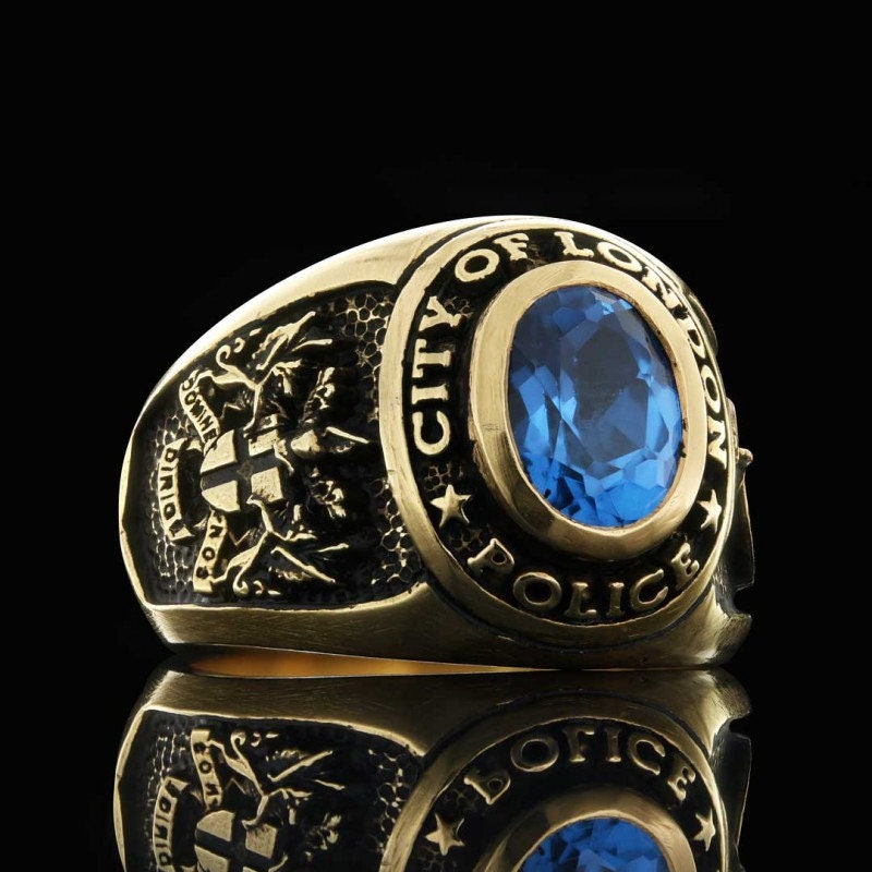 925 Sterling Silver Signet Ring Logo Ring Police Gift Gift | Etsy