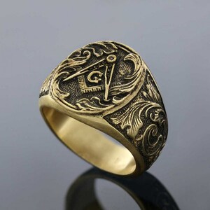 Silver Masonic Compass Round Ring, Customized Masonic Ring ...