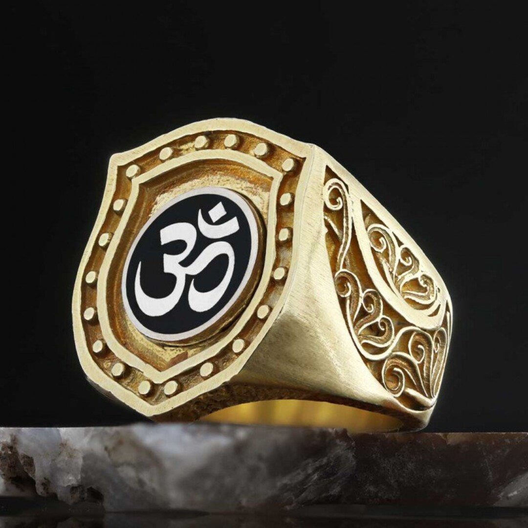 Buy Silver Enamel Hinduism Ring, Sterling Silver OM Ring, Buddha Ring ...