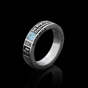 College Class Band Ring, Personalized School College Signet Ring ...