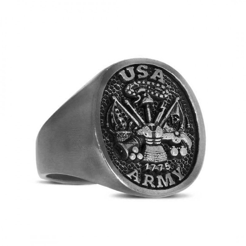US Army Embossed Ring Silver US Eagle Embossed Ring USA - Etsy