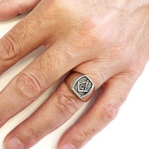 G Embossed Masonic Ring, Sterling Silver Masonic Ring, Personalized ...