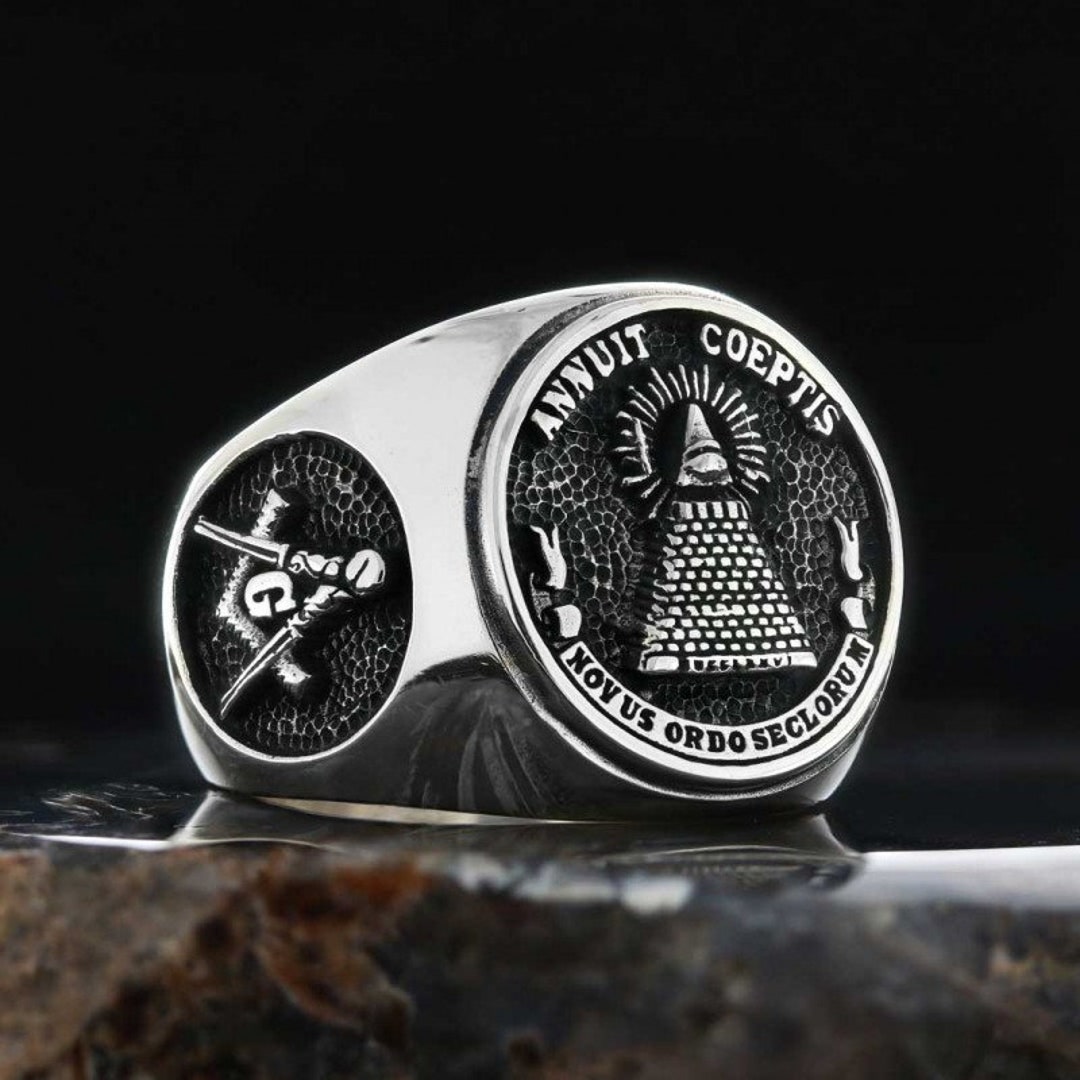 The Eye Masonic Round Ring, Sterling Silver Customized Masonic Ring ...