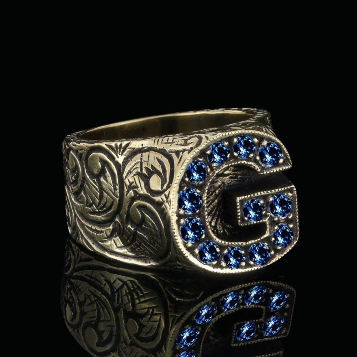 Silver G Letter Ring, G Alphabet Ring, A-Z Initial Ring, Silver ...
