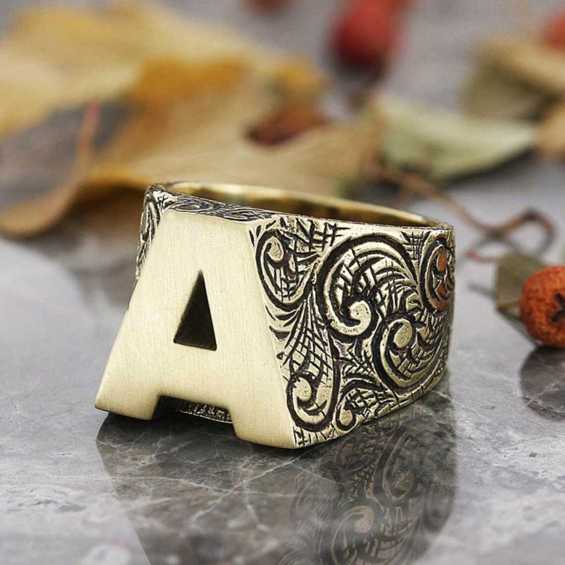 925 Sterling Silver Letter Ring, Letter A Ring, A-Z Initial Ring ...