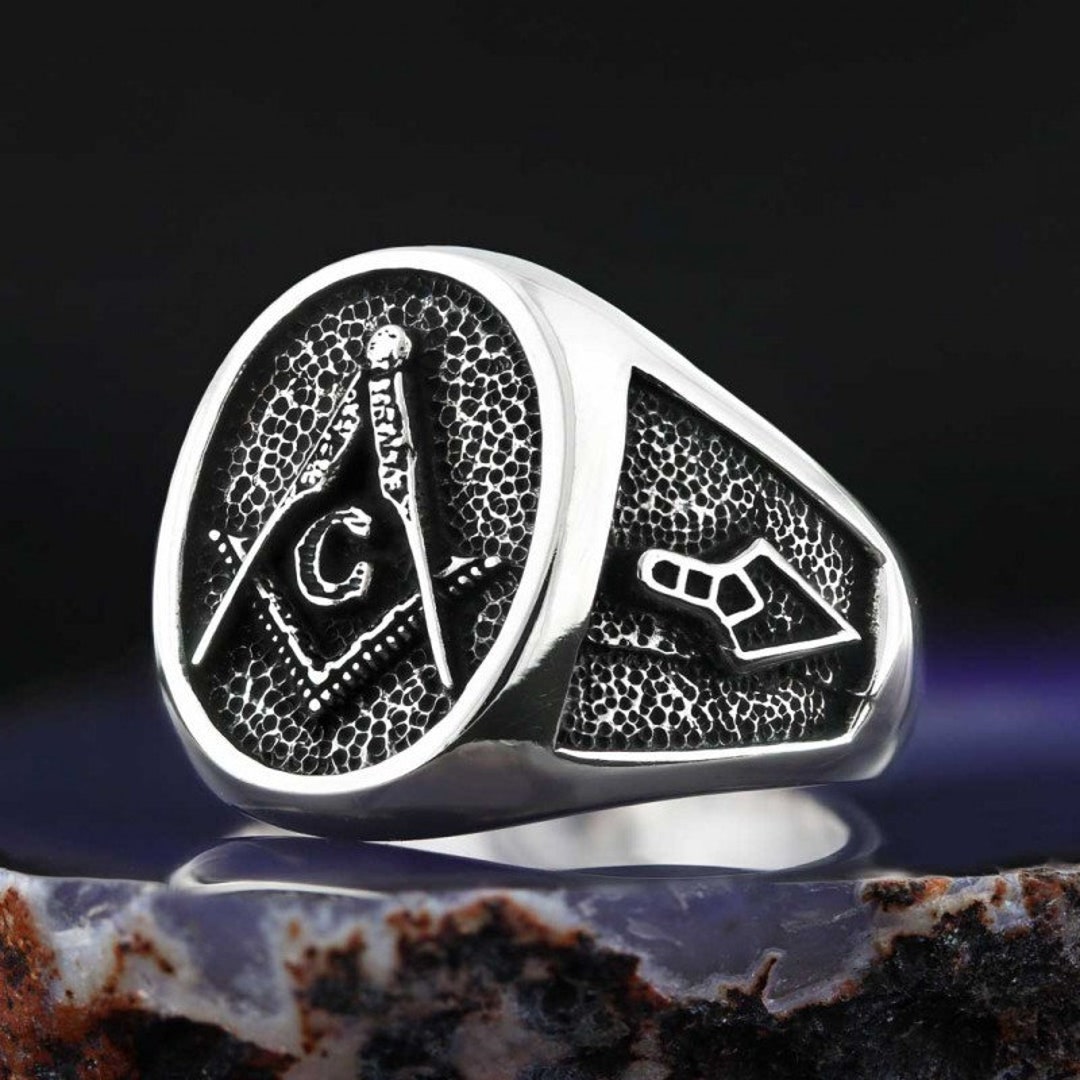 Silver Lodge Masonic Ring, Sterling Silver Mason Ring, Masonry Silver ...