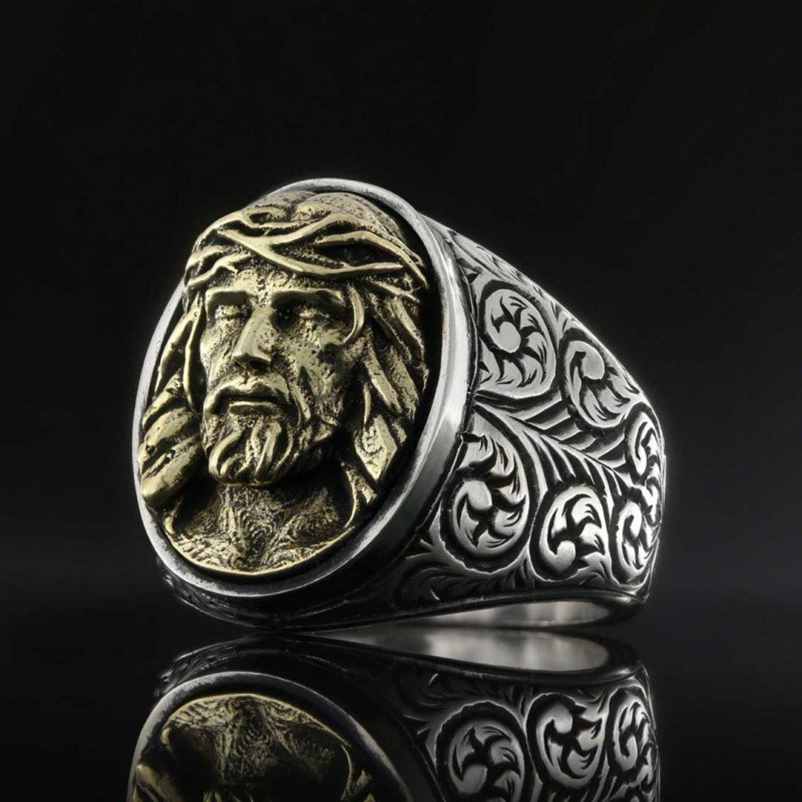 Silver Jesus Christ Ring Mens Jesus Silver Ring Savior Jesus - Etsy