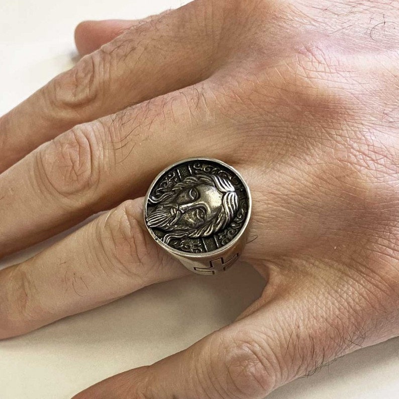 Silver Jesus Embossed Christ Ring Mens Jesus Silver Ring - Etsy