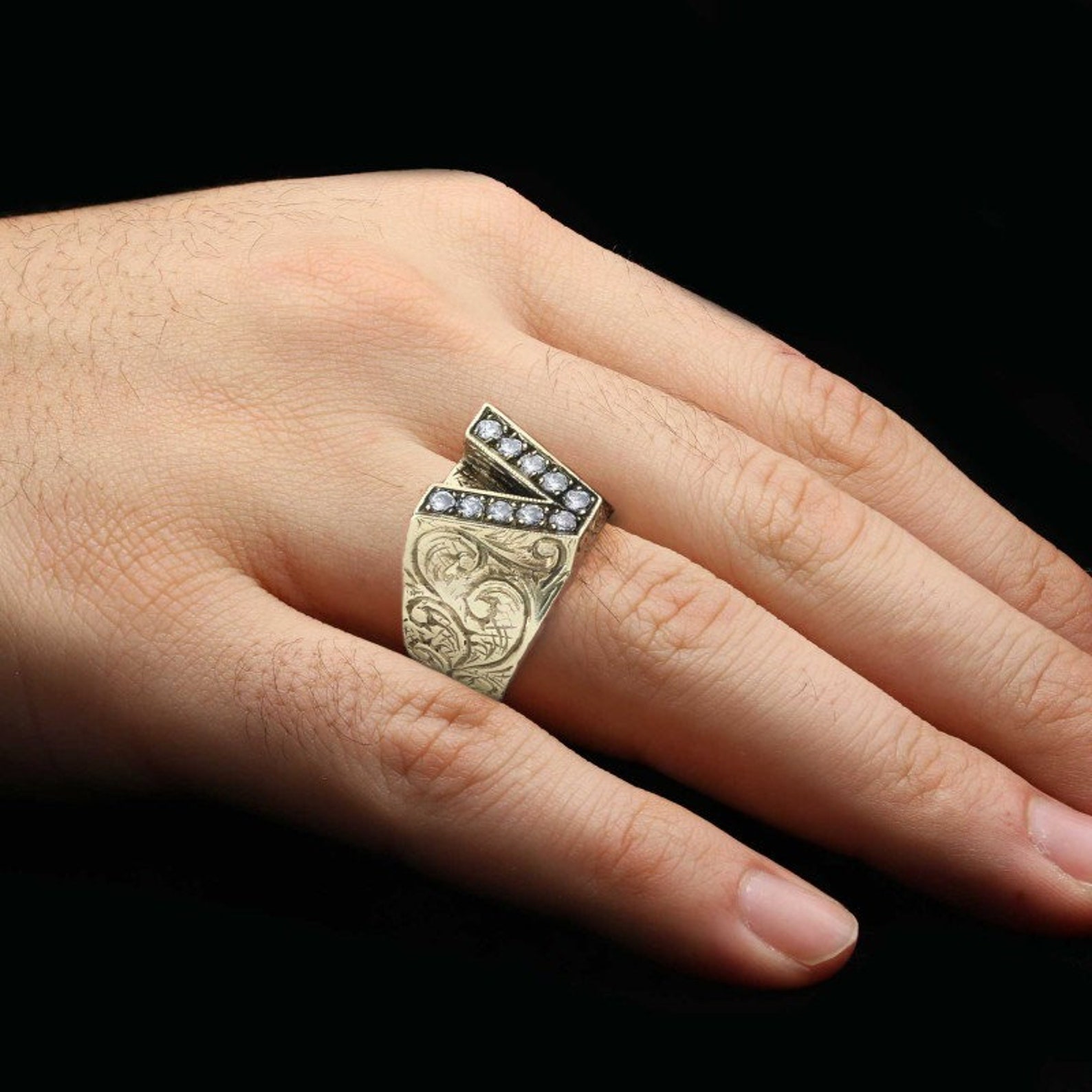 Silver V Letter Ring, V Alphabet Ring, A-Z Initial Ring, Silver ...