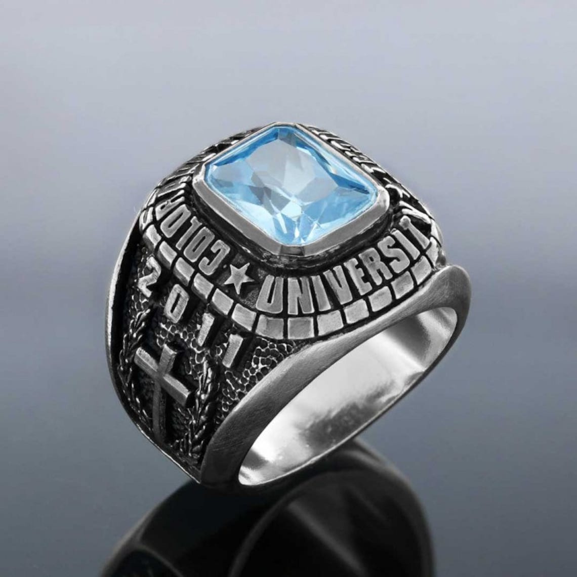 925K Silver Customized Class Ring Customizable College Ring - Etsy