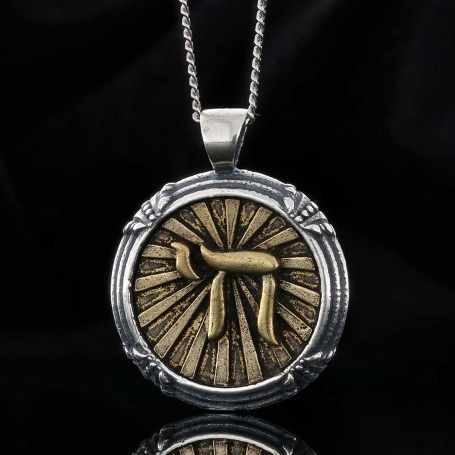Sterling Silver Jewish Chai Pendant, Chai Jewish Medallion, 925K ...
