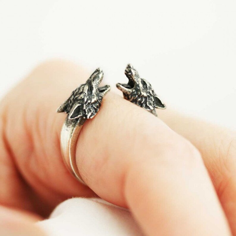 WOLF BAND RING Silver Wolf Band Ring Wolf Ring Sterling - Etsy