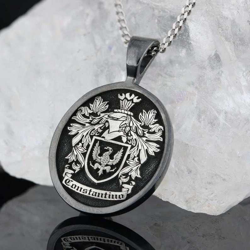 Personalized Family Crest Necklace Gold Custom Coat of Arms - Etsy