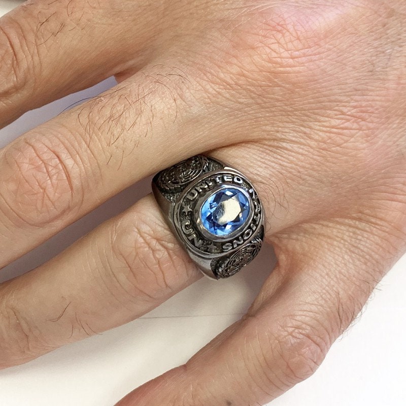925 Sterling Silver Signet Ring, Logo Ring, United Nations Ring ...