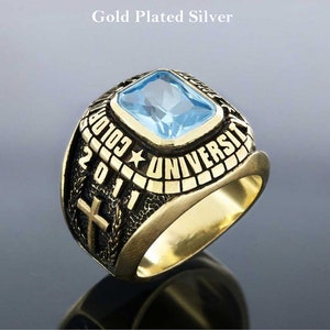 925K Silver Customized Class Ring, Customizable College Ring, Signet ...