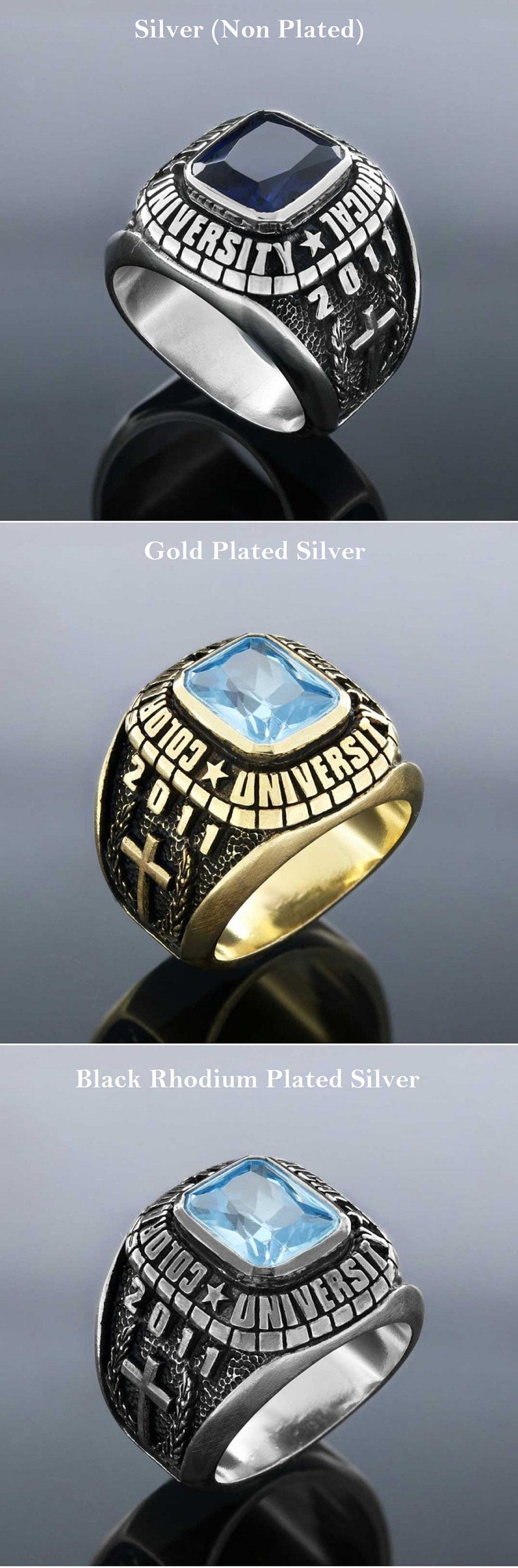 925K Silver Customized Class Ring Customizable College Ring - Etsy