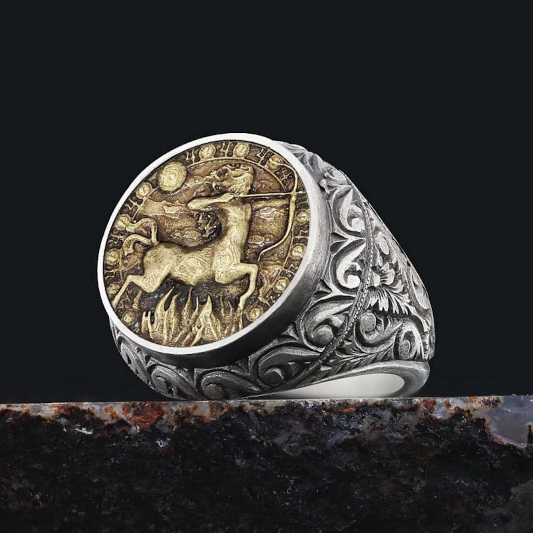SAGITTARIUS Zodiac Silver Ring - Sagittarius Ring - Regalo de cumpleaños - Silver Sagittarius ...